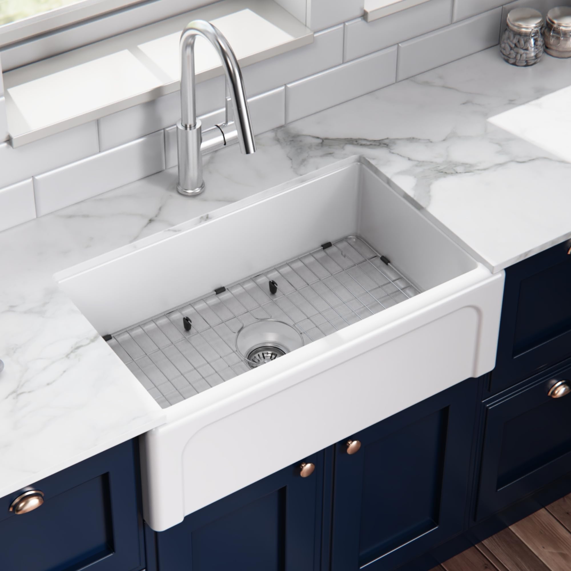 Mua ELLAI Farmhouse Sink 30 Inch White Fireclay Apron Front Single Bowl ...