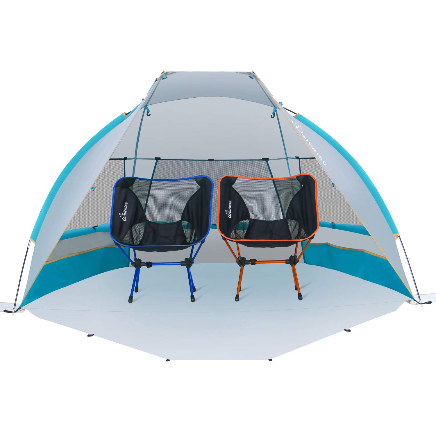WolfWise UPF 50+ Portable Beach Canopy Tent Sun Shade Umbrella with ...