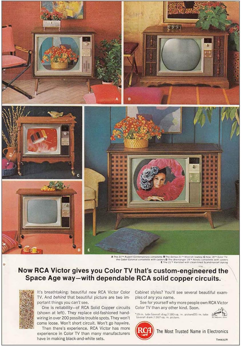 Amazon.com: RelicPaper 1966 RCA Victor Color TV: Space Age, RCA Print ...