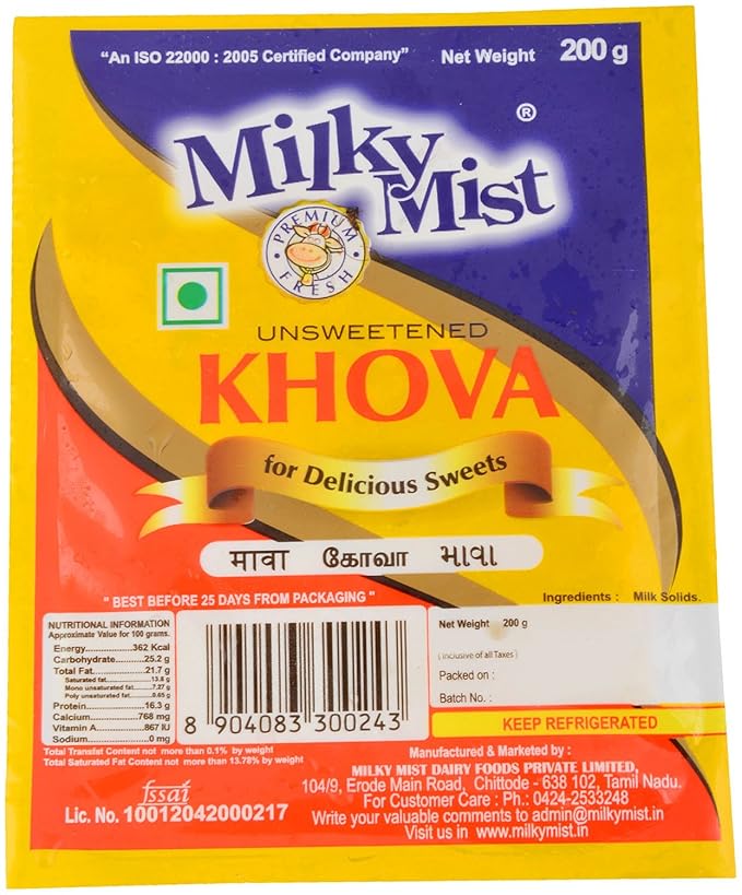Milky Mist Khova - Unsweetened, 200g: Amazon.in: Grocery & Gourmet Foods