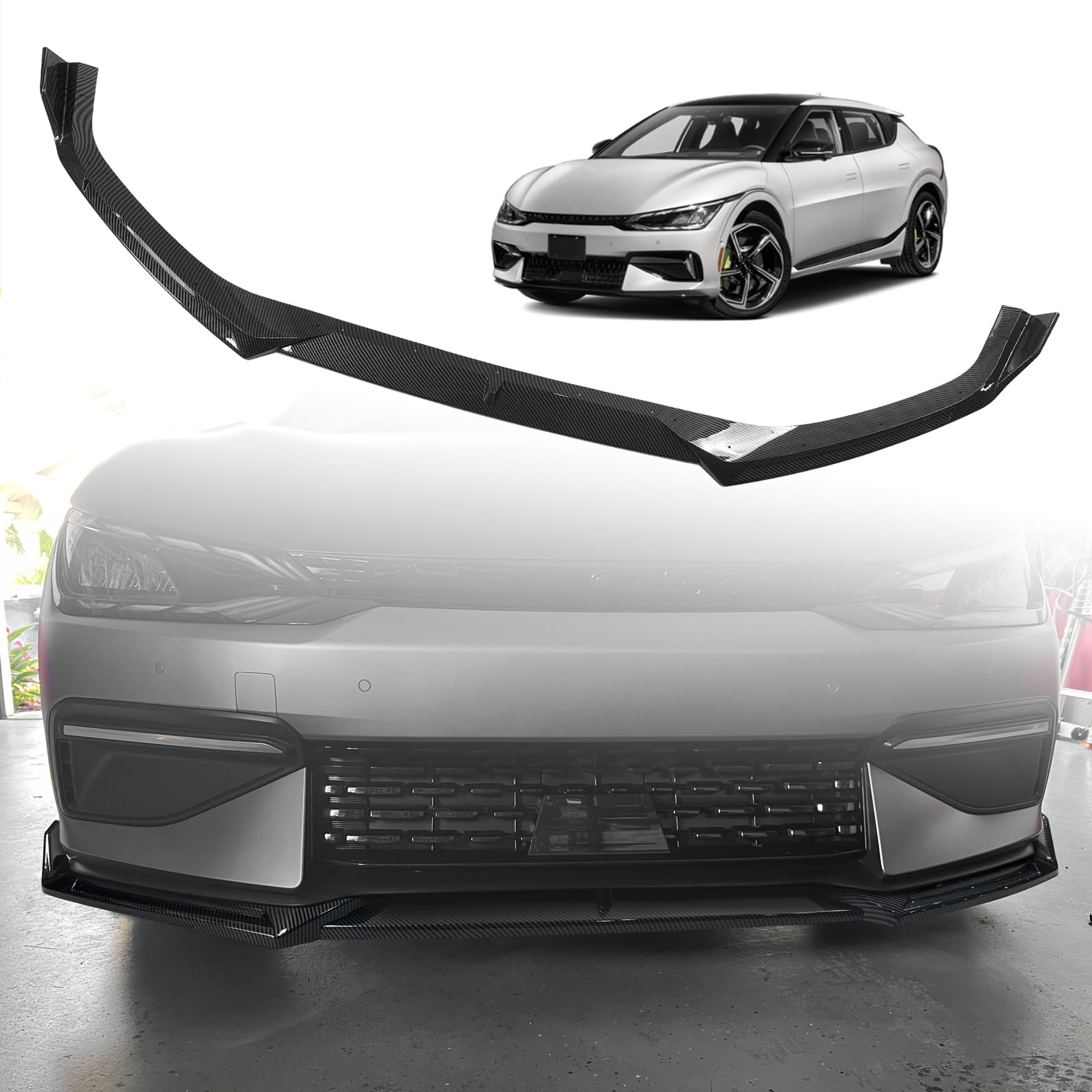 BestEvMod for EV6 Front Lip Splitter ABS Front Bumper Lip Spoiler Air ...