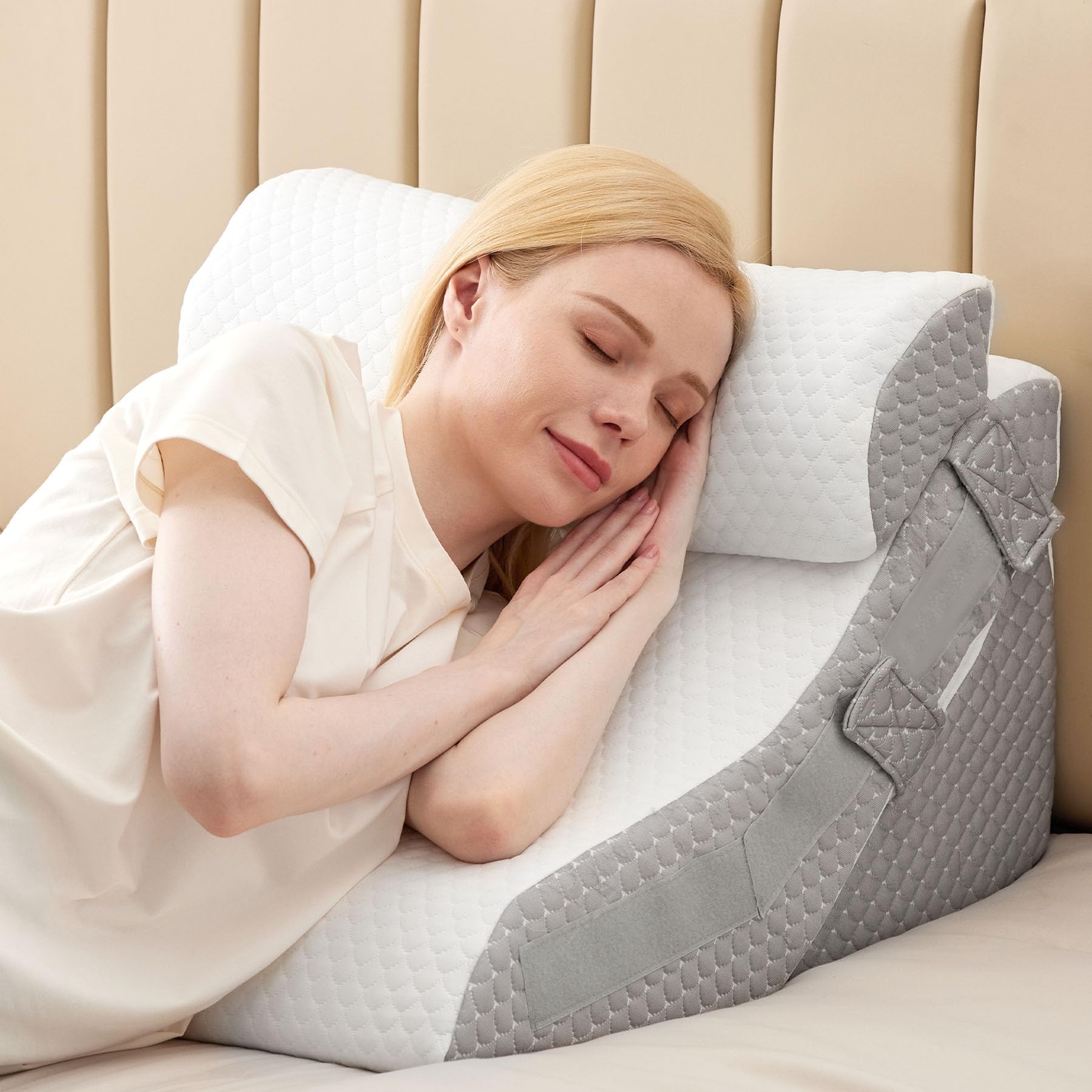 MEGCXIT 3PCS Bed Wedge Pillow for Sleeping, Adjustable Memory Foam ...