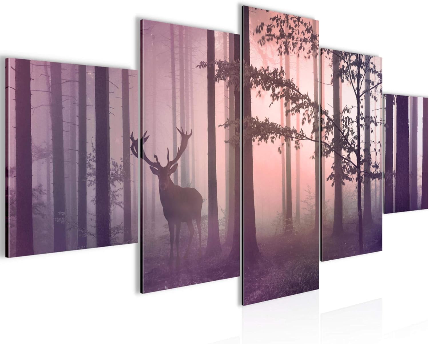 Bilder Wald Hirsch Wandbild 200 x 100 cm Vlies - Leinwand Bild XXL ...