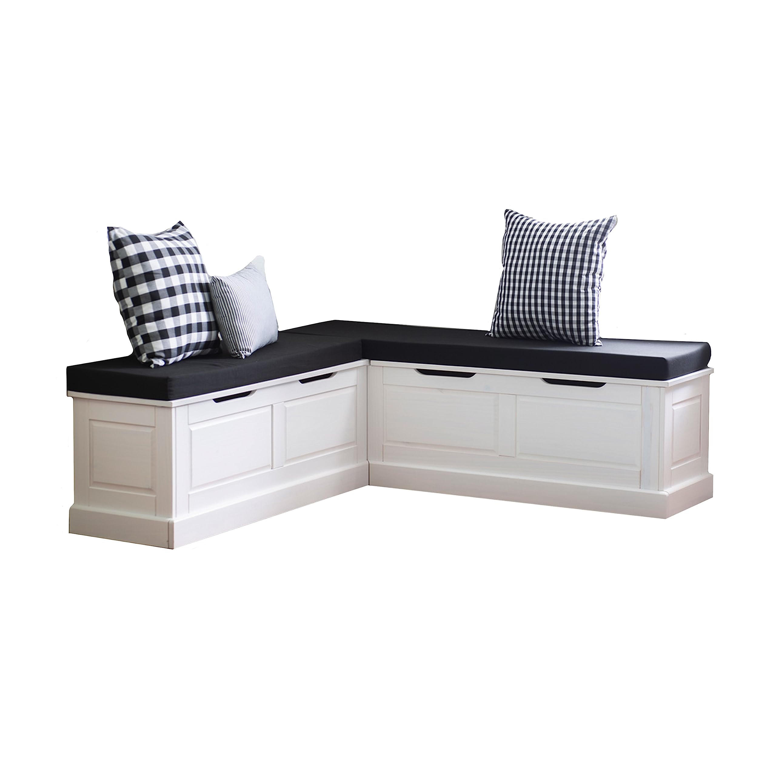 Linon Tobin White Dining Nook with Hidden Storage Includes Black ...