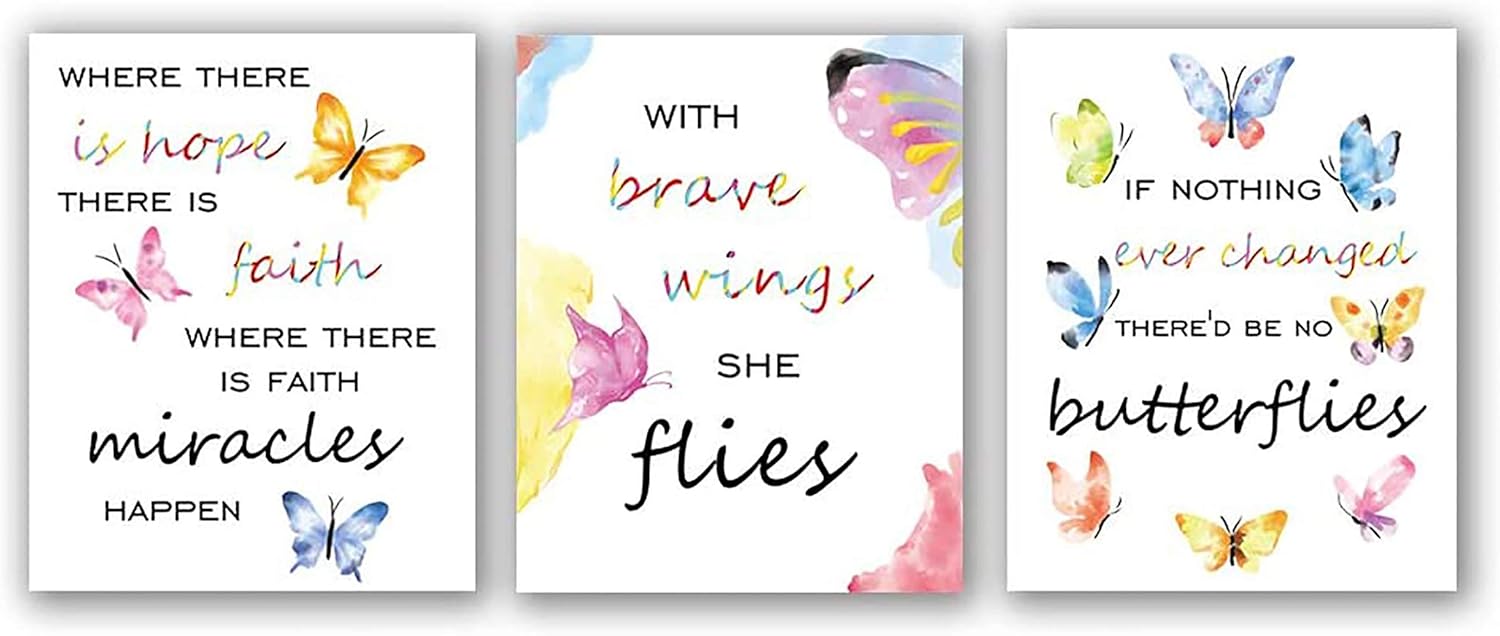 BuKu Watercolor Butterfly Inspirational Quote Art Print, Motivational ...