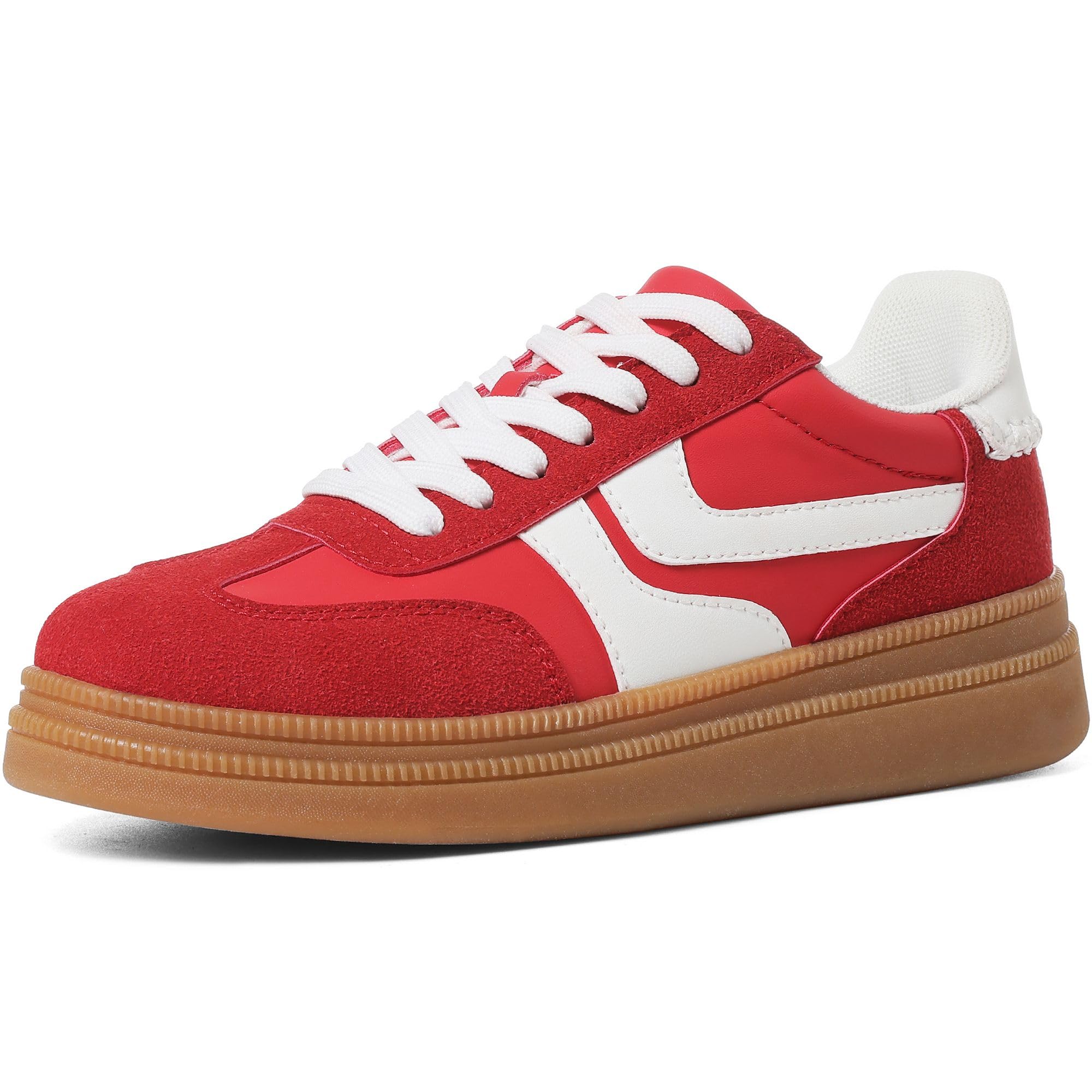 Lovee Cosee Red Platform Sneakers for Women Lace up Red Tennis Shoes ...
