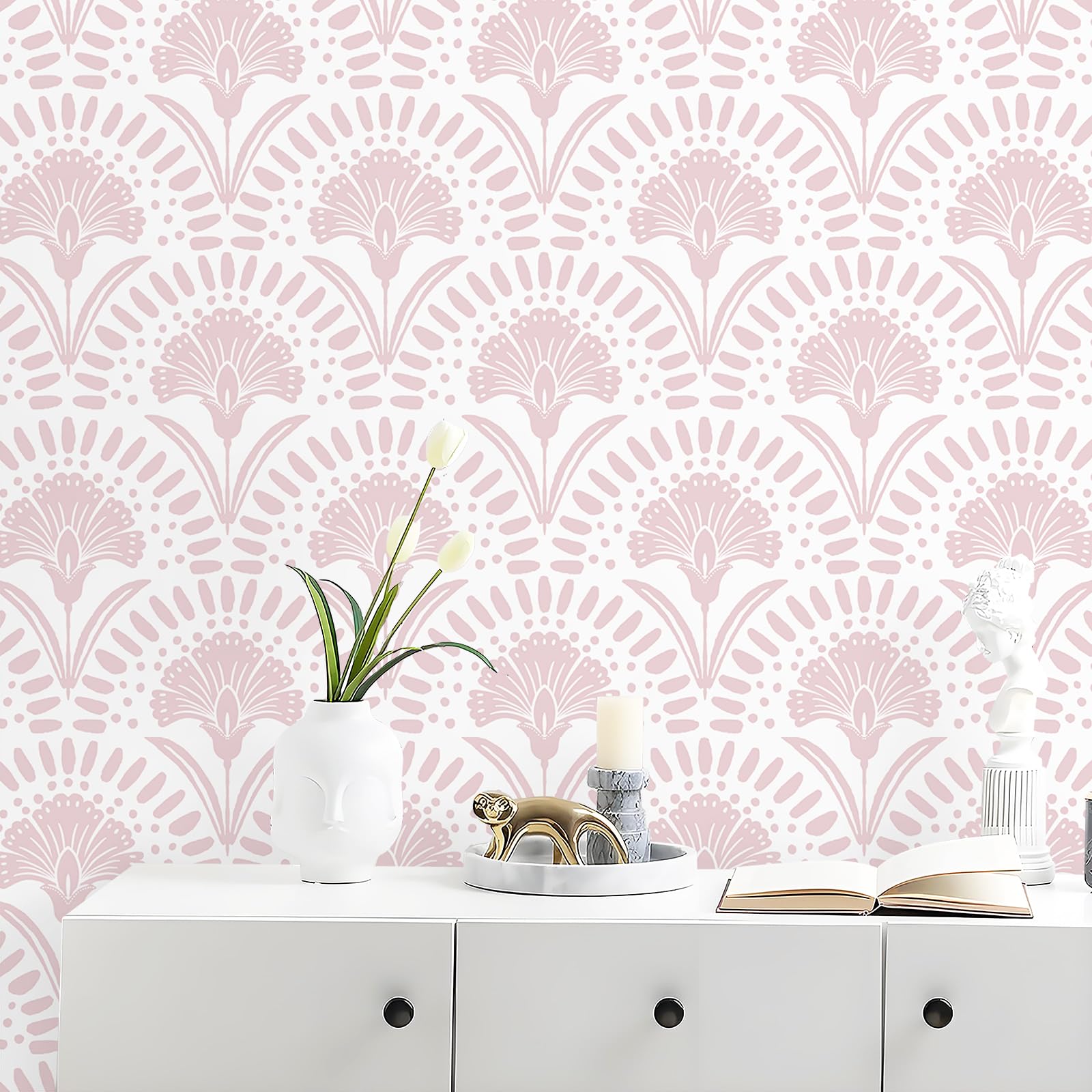 Vinjiasin Pink Floral Wallpaper Peel and Stick Wallpaper Modern Flower ...