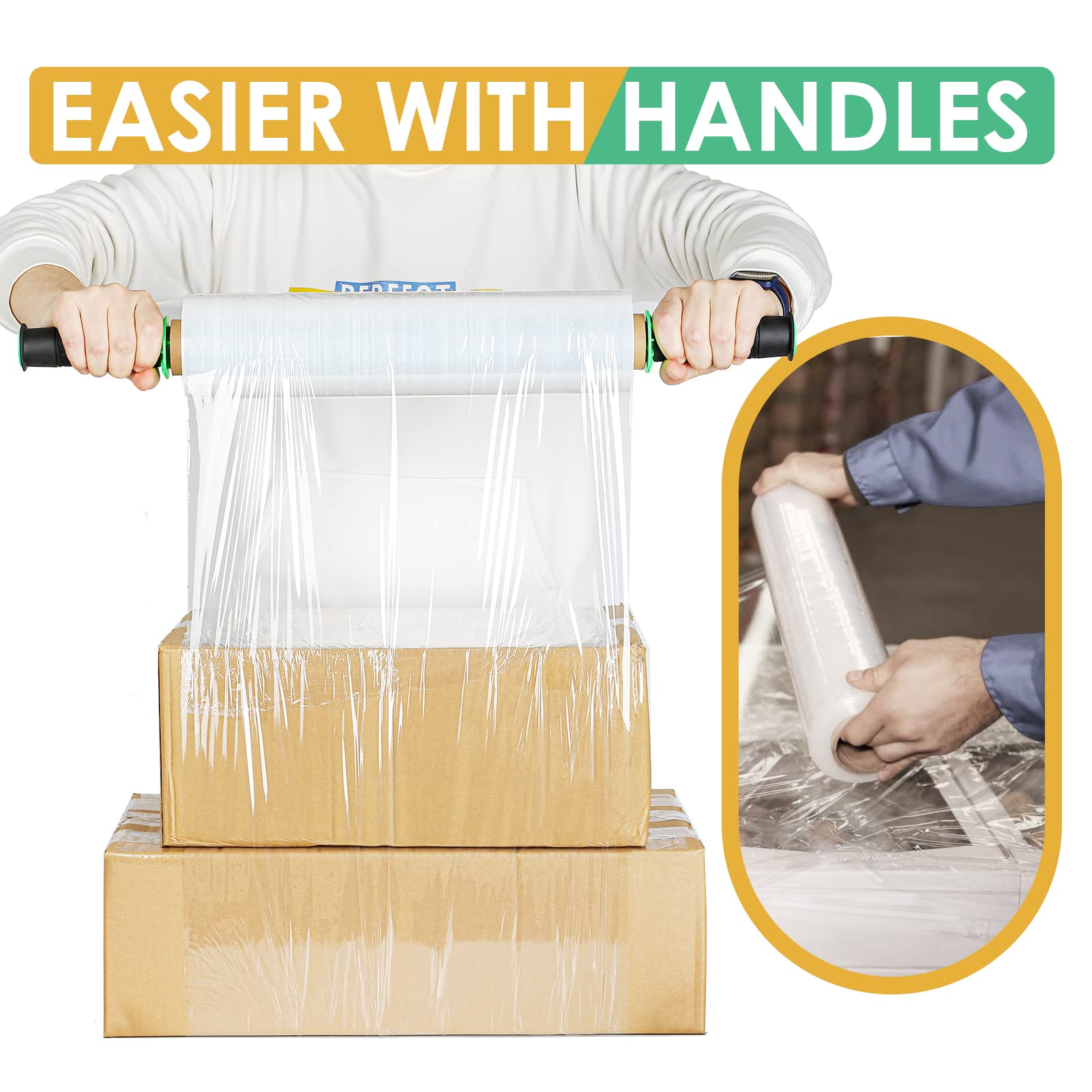 Mua CreGear Stretch Wrap with Handles, 15 Inch x 1000 Feet Shrink Wrap ...