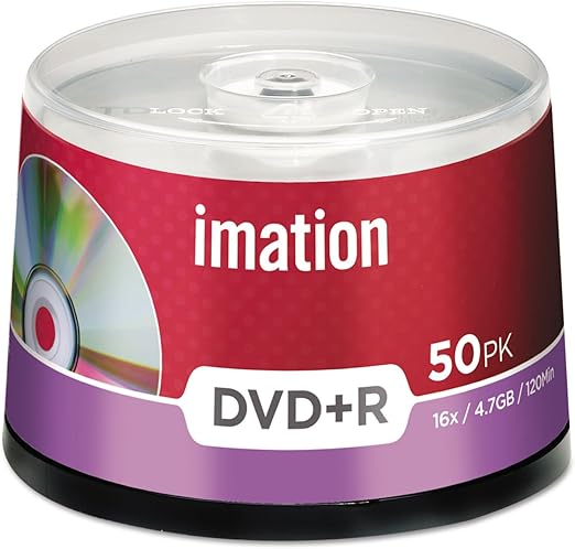 imation DVD+R Recordable Discs on Spindle, 4.7GB, Silver, 50/Pack: Buy ...