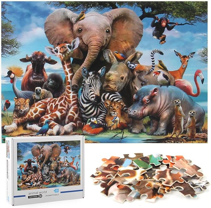1000 Piece Jigsaw Puzzles for Adult Kids Animal World Elephants ...