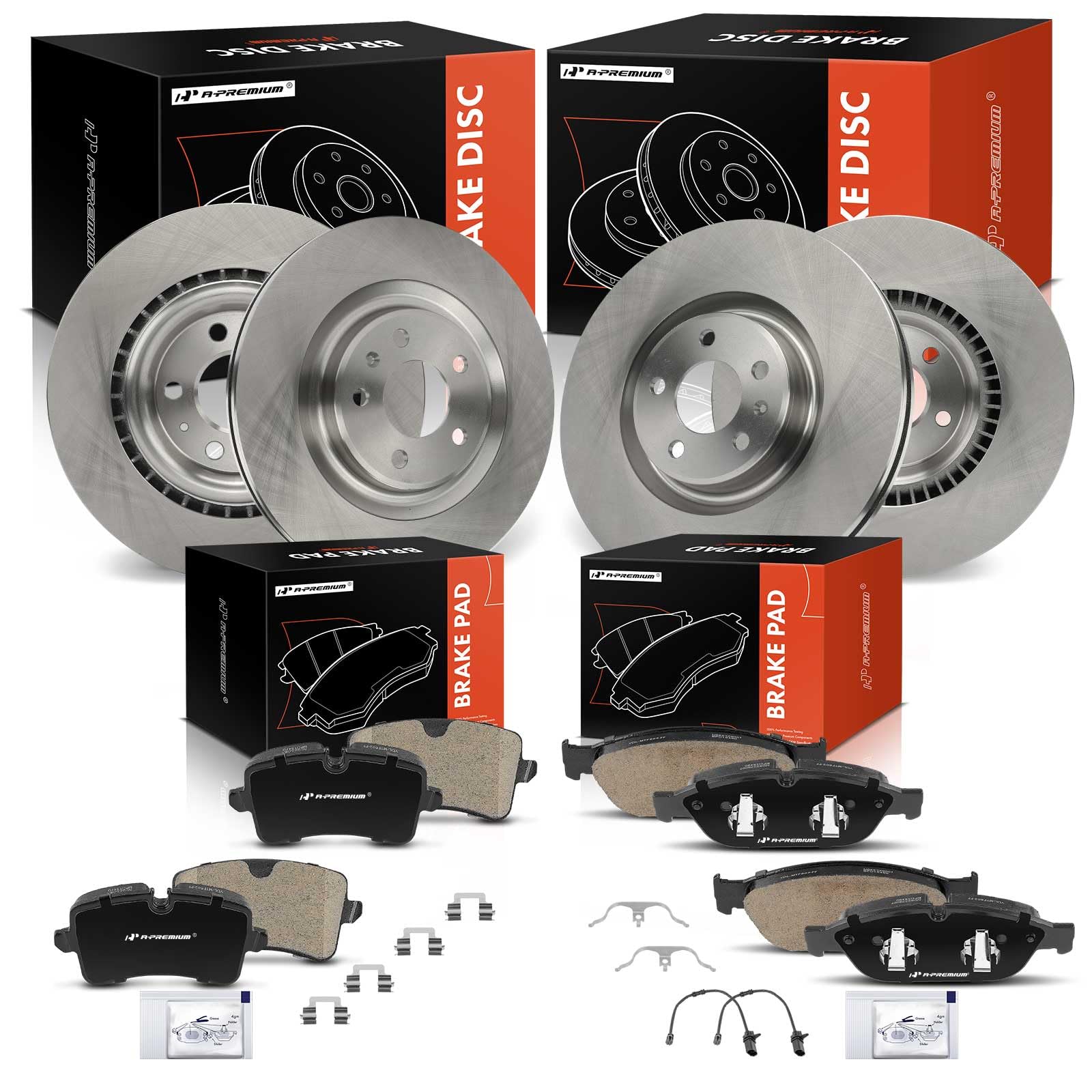 A-Premium Front and Rear Vented Disc Brake Rotors + Ceramic Pads Kit ...