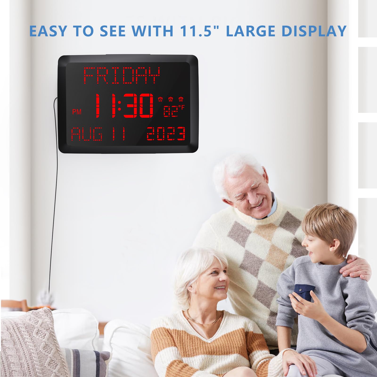 Mua Raynic Digital Clock, 11.5" Large Display Digital Calendar Clock ...