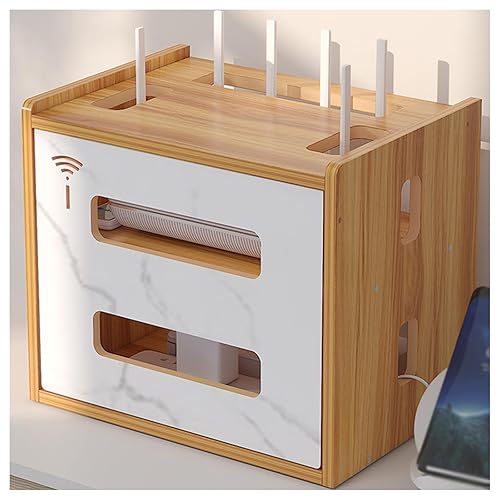 Wooden WiFi Router Storage Box & Shelf - Modem & Cable Organizer ...