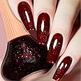 Amazon.com : COSMOO Wine Red Glitter Nail Polish, 12ml Wine Red Quick ...