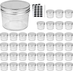 Amazon.com: Accguan 4oz Glass Jars With Lids(Silver),Mason Jars,glass jars with lids,Ideal For ...
