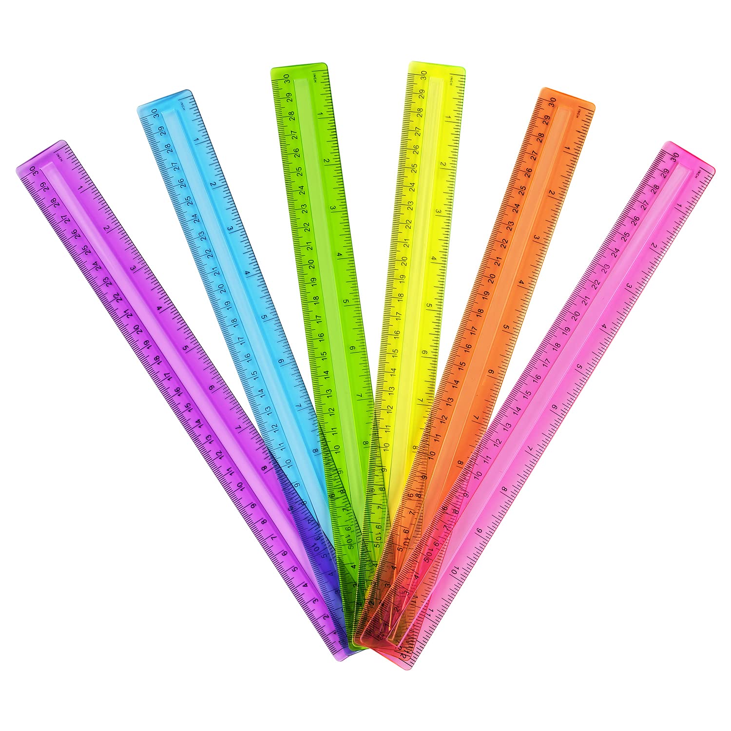Mua 6 Pack Color Transparent Ruler Plastic Rulers, Metric Bulk Rulers ...