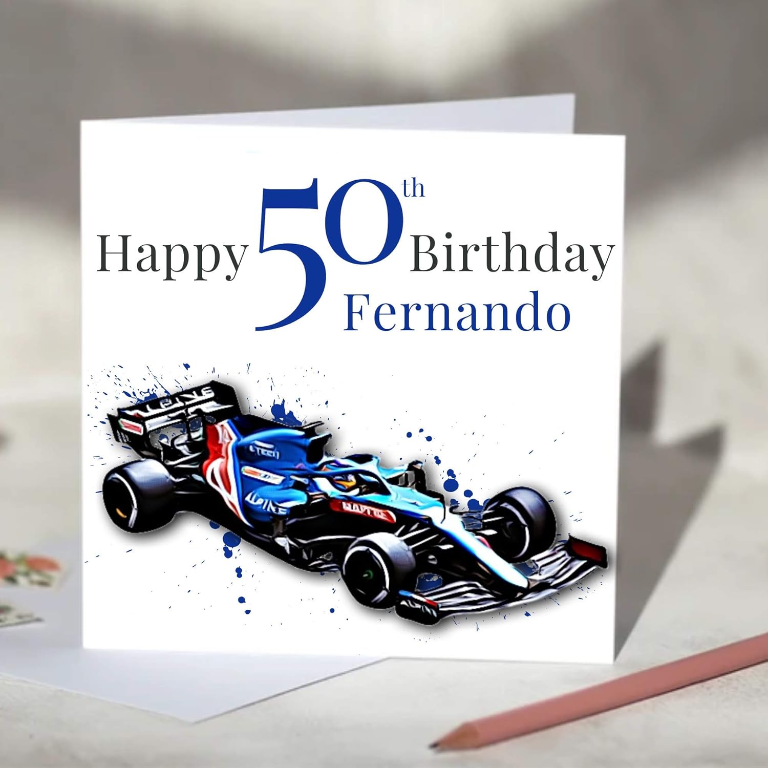 Formula One F1 Alpine Birthday Card Personalise with Age and Name ...