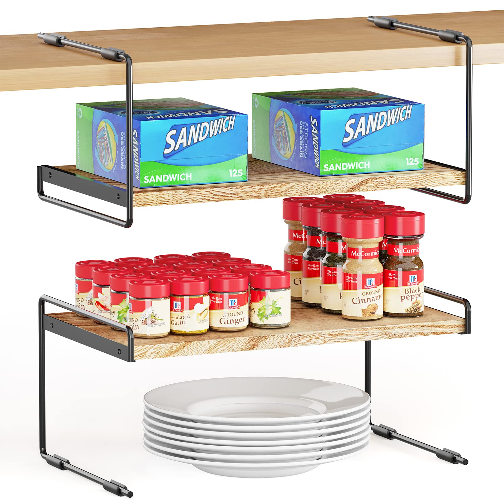 SpaceAid Cabinet Shelf Organizers 2 Pack, Kitchen Counter Organizer ...