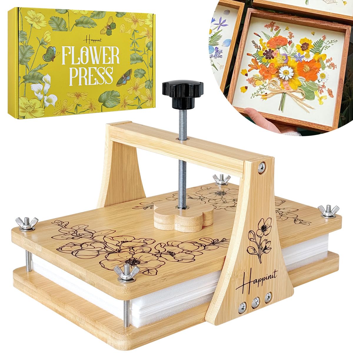 Happinit Large Flower Press Kit - 6 Layers 11" x7" Even Pressure for ...