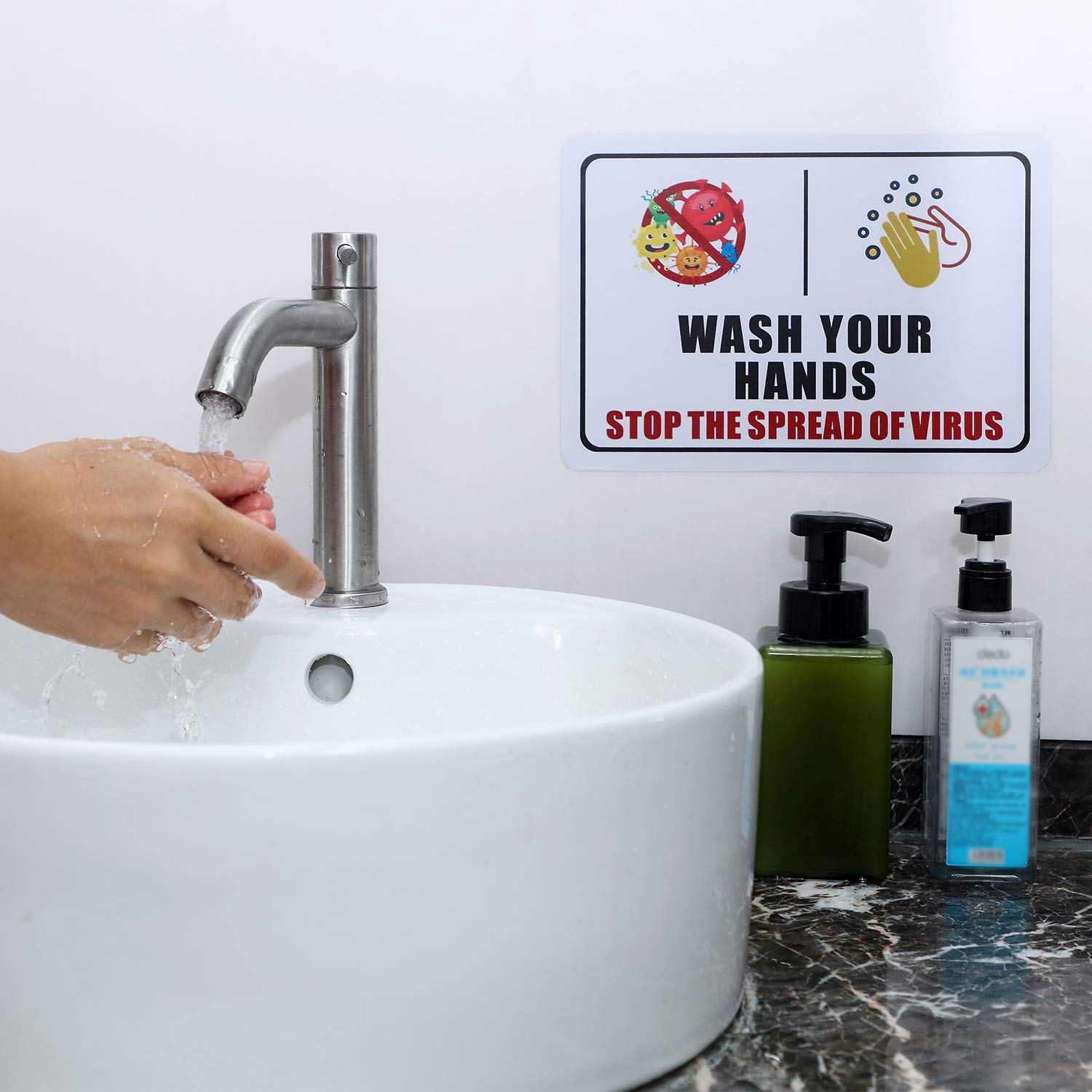 5 Pieces Wash Your Hands Sign Hand Washing Stickers 7 x 10 Inches Self ...