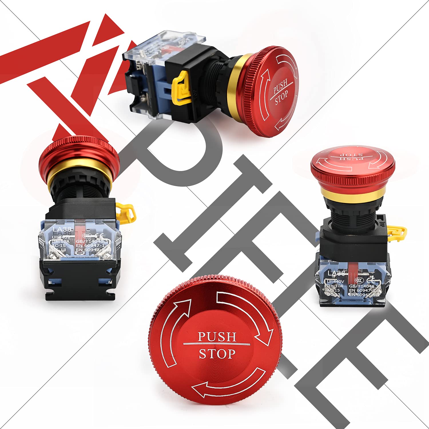 Mua APIELE 22mm 1NO 1NC Red Metal Head Mushroom Emergency Stop Push Button Switch 600V 10 Amp ...