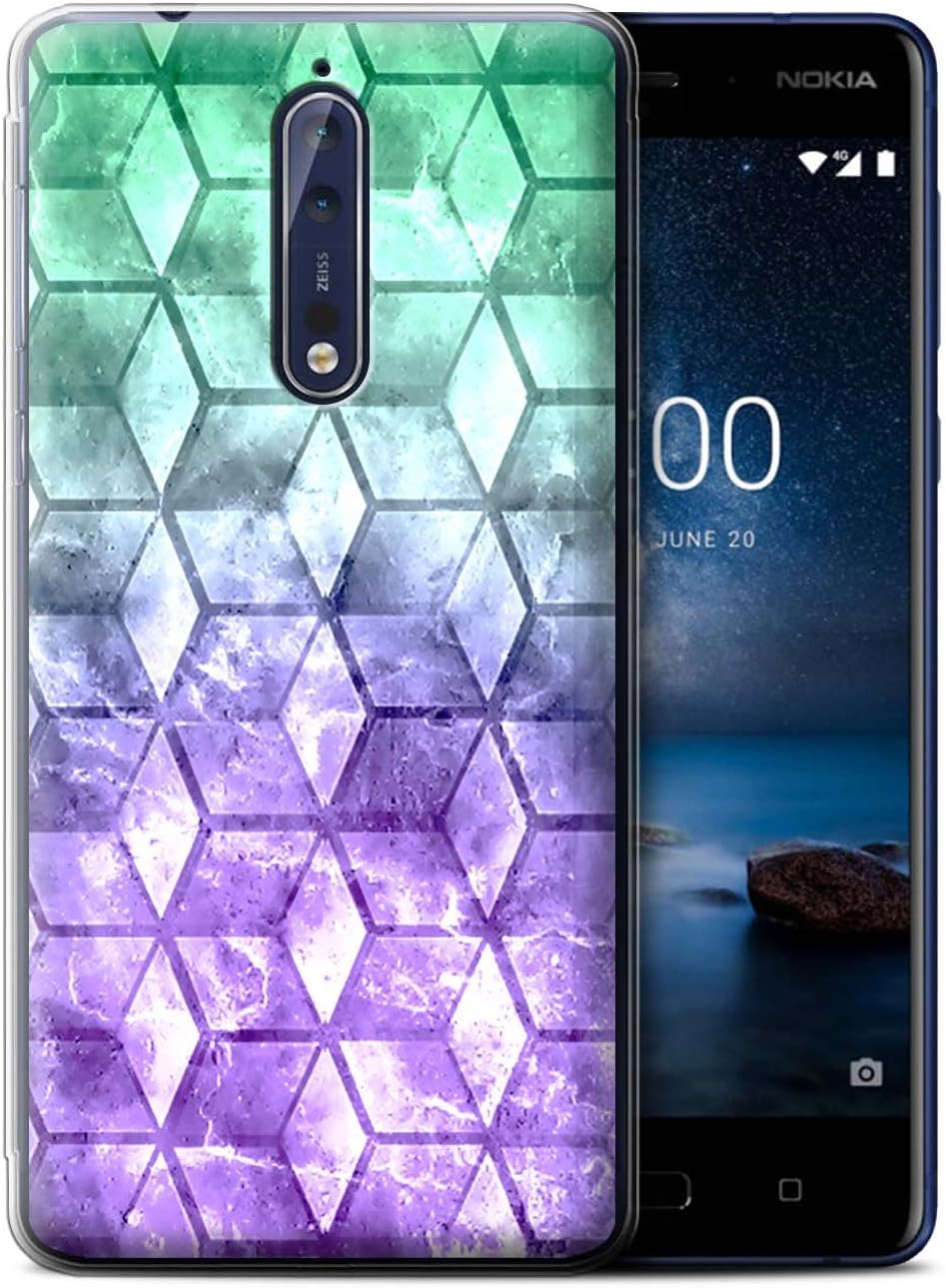 Stuff4 Phone Case for Nokia 8 Colour Cube Green/Purple Design ...