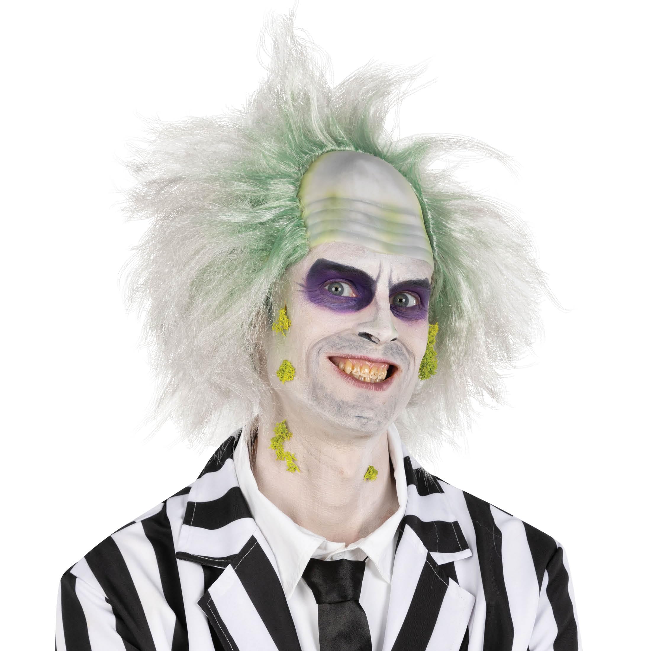 Morph Beetle Wig White Hair Wig Frizzy Look with Green Roots and Bald ...