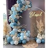 Amazon.com: 172Pcs Dusty Blue Balloons Arch Garland Kit, Dusty Baby Pastel Blue Gold Chrome Blue ...