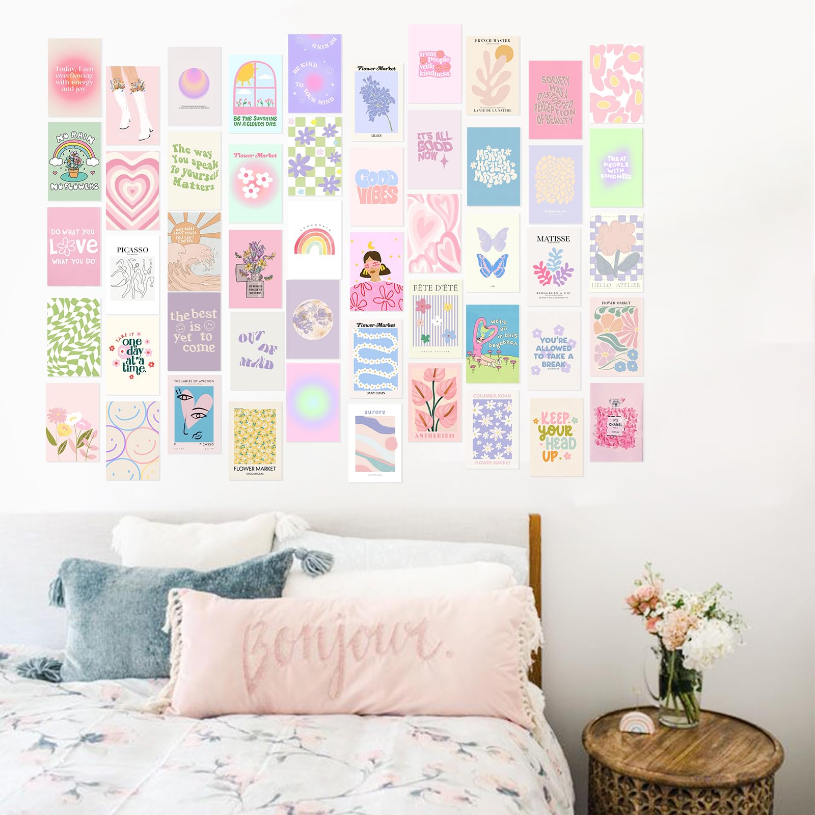Mua GENSTEUO 50pcs Danish Pastel Room Decor Aesthetic, Cute Pictures ...
