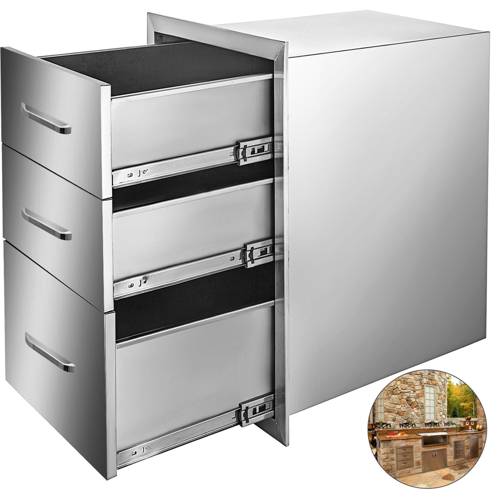 VEVOR Outdoor Kitchen Cabinets 18x23 Inch, BBQ Island Drawers Stainless ...
