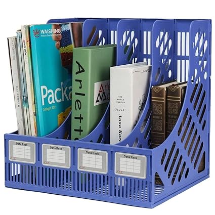 Techsun 4 Compartments Plastic File Rack Paper Magazine Holder/Desk ...