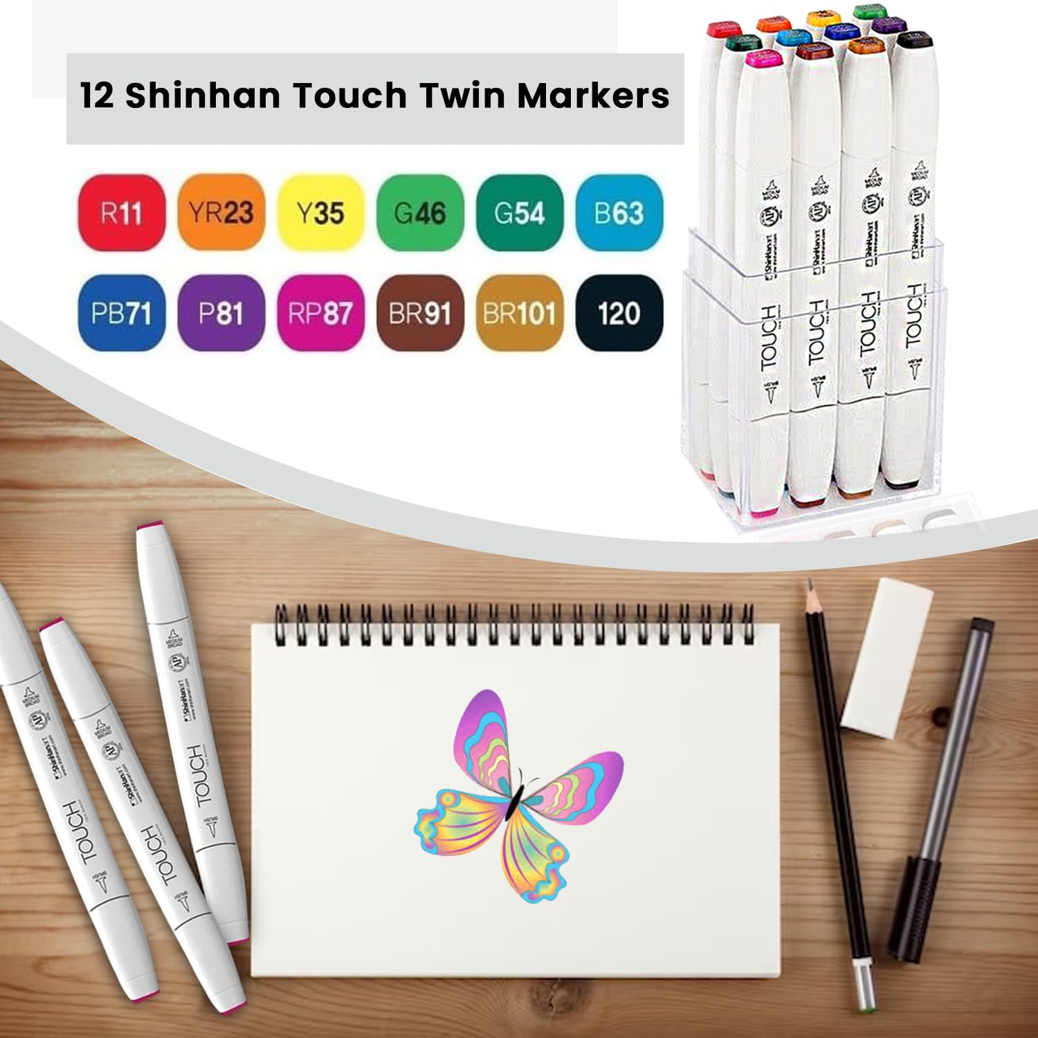 Mua ShinHan Touch Twin Brush Marker Set of 12 Main Colors trên Amazon ...