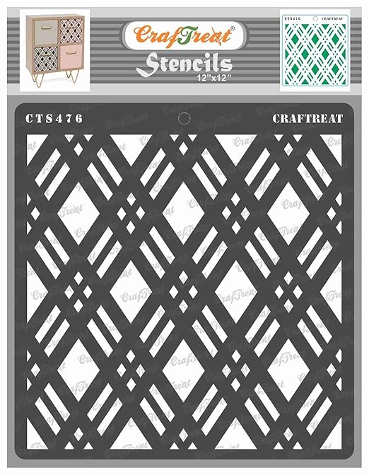 Craftreat Pattern Stencil for Craft and Art - Double Diamond - 12X12 ...