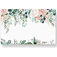 Amazon.com: AnyDesign 50 Pack Greenery Floral Paper Place Mats Watercolor Flower Green Leaves ...