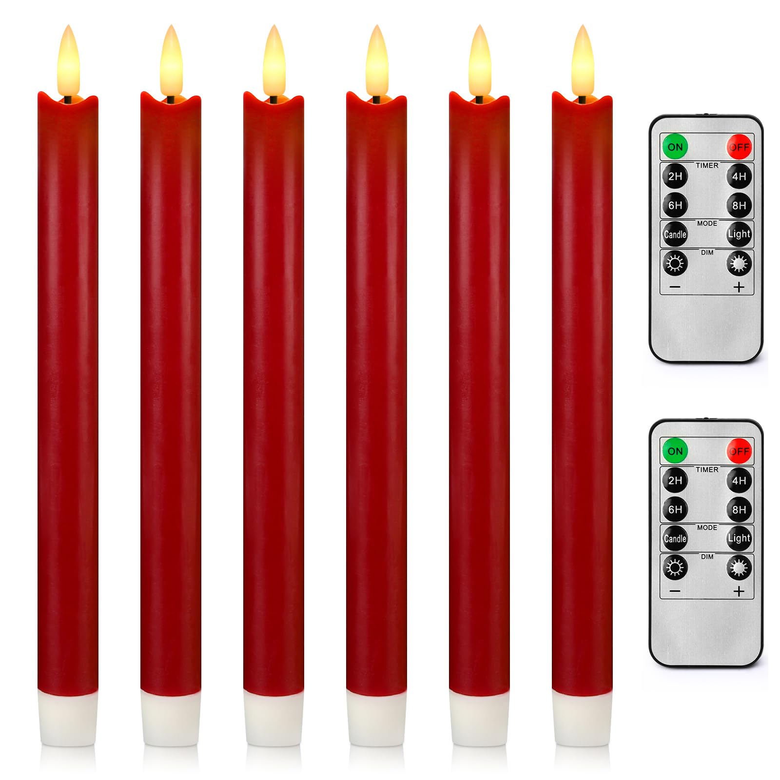 Enpornk 6 Pack Flameless Flickering Taper Candles with 2 Remote ...