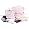 GreenLife Soft Grip Healthy Ceramic Nonstick Pink Cookware Pots and ...