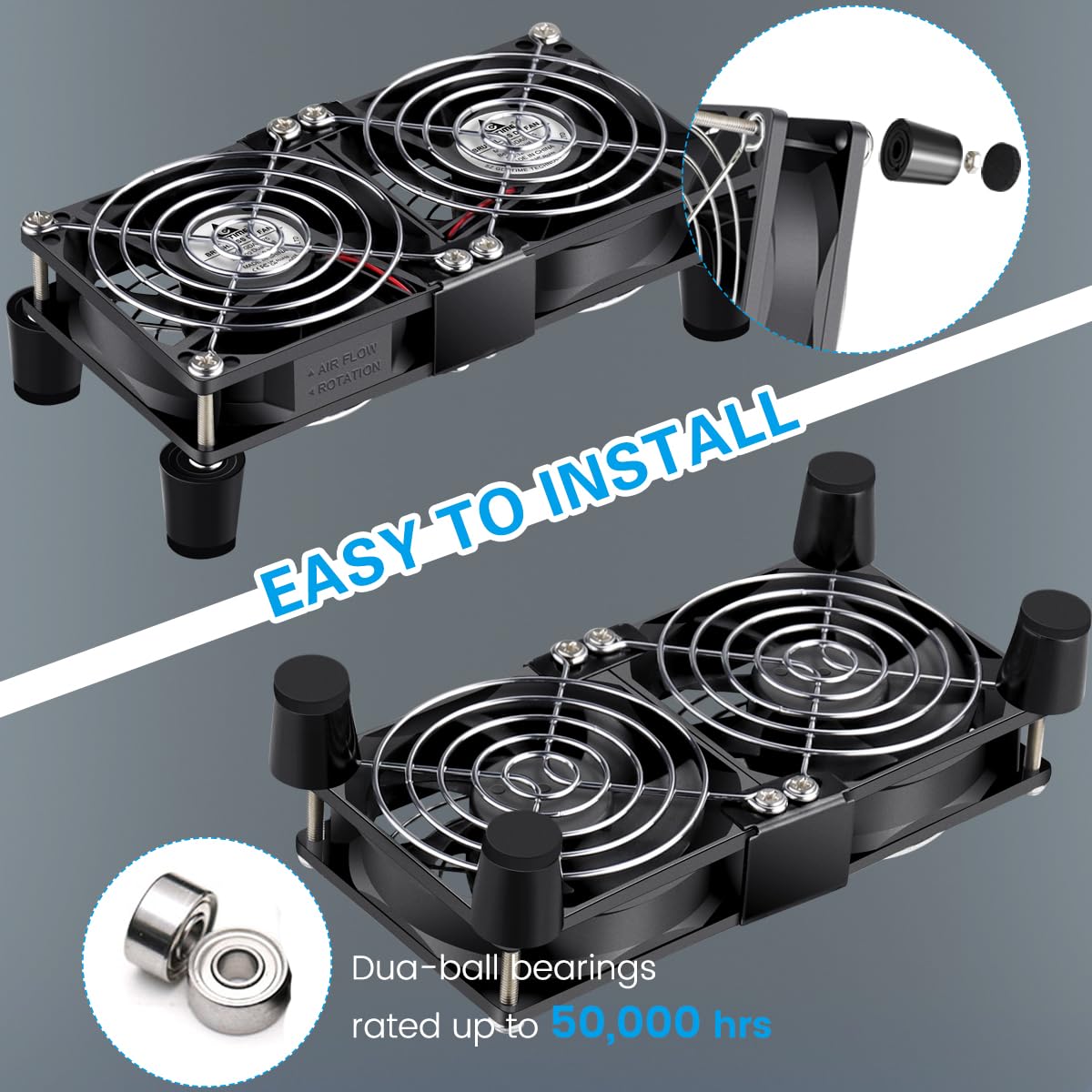 Mua GDSTIME Dual 80mm x 25mm Computer Fan with AC Plug, 110V 120V 240V ...