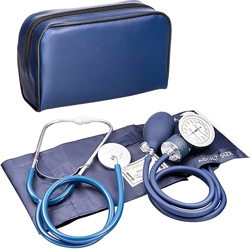 NOVAMEDIC Adult Size Blue Manual Blood Pressure Machine and Stethoscope ...
