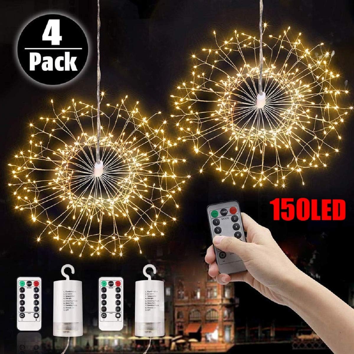 Firework Lights Starburst Lights String, 150 LED Hanging Fireworks ...