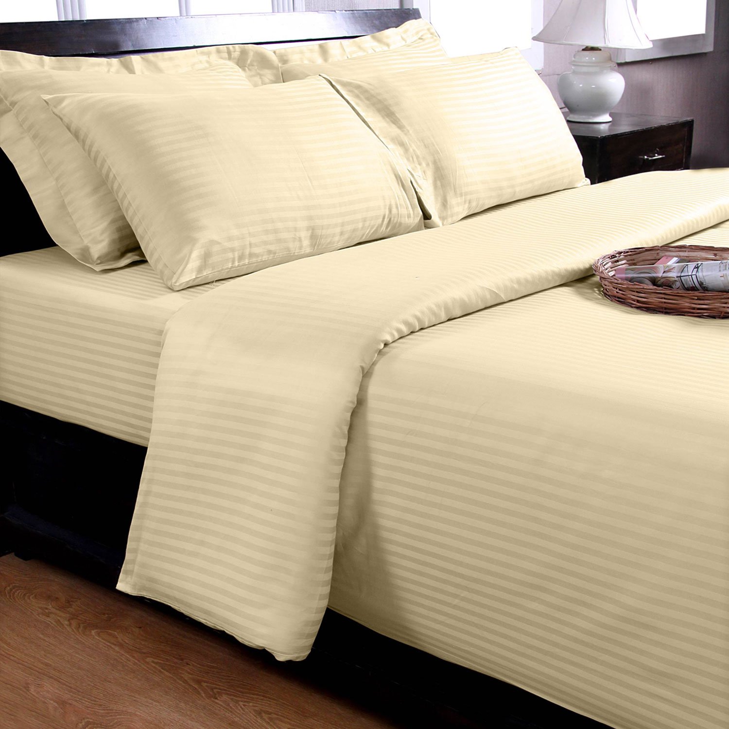 Homescapes King Size Pastel Yellow Egyptian Cotton Duvet Cover Set ...