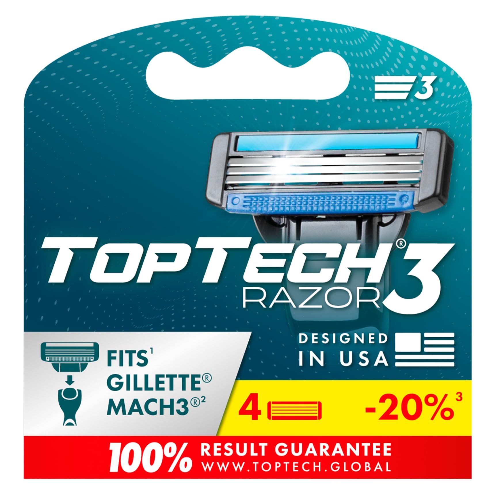 TopTech Razor 3 for Men - Replaceable Cartridges for Shaving Razor - 3 ...