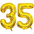 Amazon.com: Gold 35 Number Balloons, 40 Inch Giant Number 35 Balloons ...