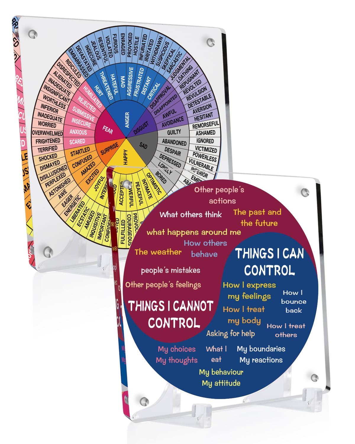 2 Pieces Acrylic Feelings Wheel & Needs Wheels Emotions Wheel Mental ...