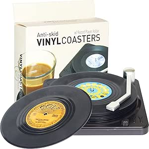 Amazon.com: Funny Retro Vinyl Record Coasters for Drinks with Vinyl ...