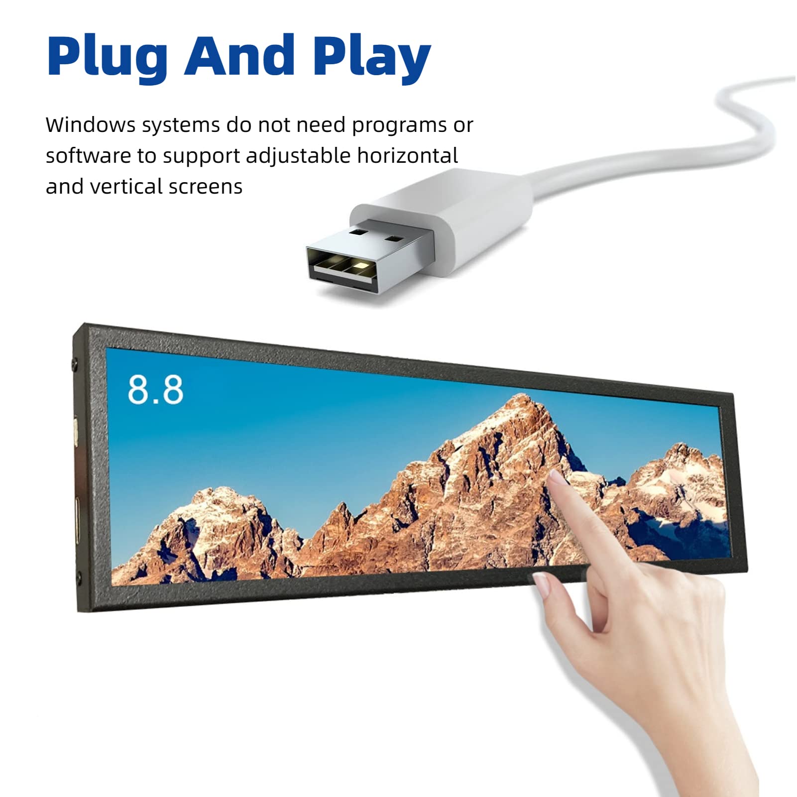 Mua Yunseity 8.8inch Monitor, 170 Ultra Wide Monitor 480x1920 IPS LCD ...