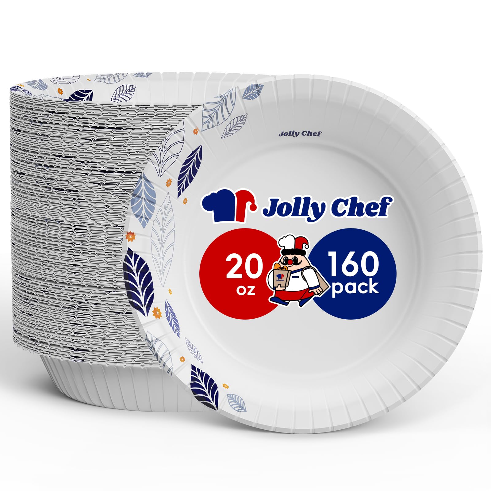 JOLLY CHEF 160 Count Paper Bowls 20 oz Soak Proof and Cut Proof ...