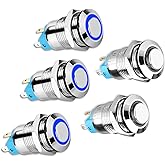 Amazon.com: Linkstyle 5Pcs DC 12V/24V Metal Latching Push Button Switch ...
