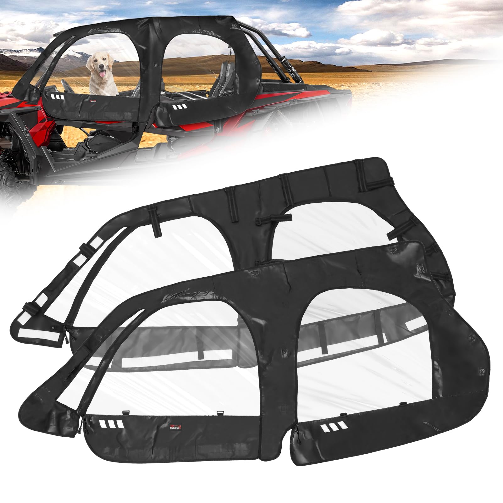 StarknightMT RZR XP4 1000 Cab Enclosure Upper Doors, 4 Seater Soft Side ...
