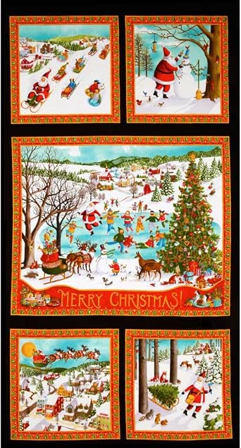 Amazon.com: 44'' Wide Moda Winter Wonderland Panel Black Fabric By The ...