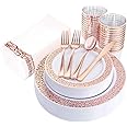 Amazon.com: I00000 160PCS Rose Gold Dinnerware Set, 20 Rose Gold Dinner ...
